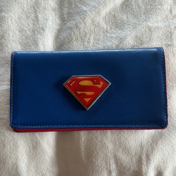 TM & D C Comics | Bags | Superman Vintage Checkbook Holder Blue Outside ...